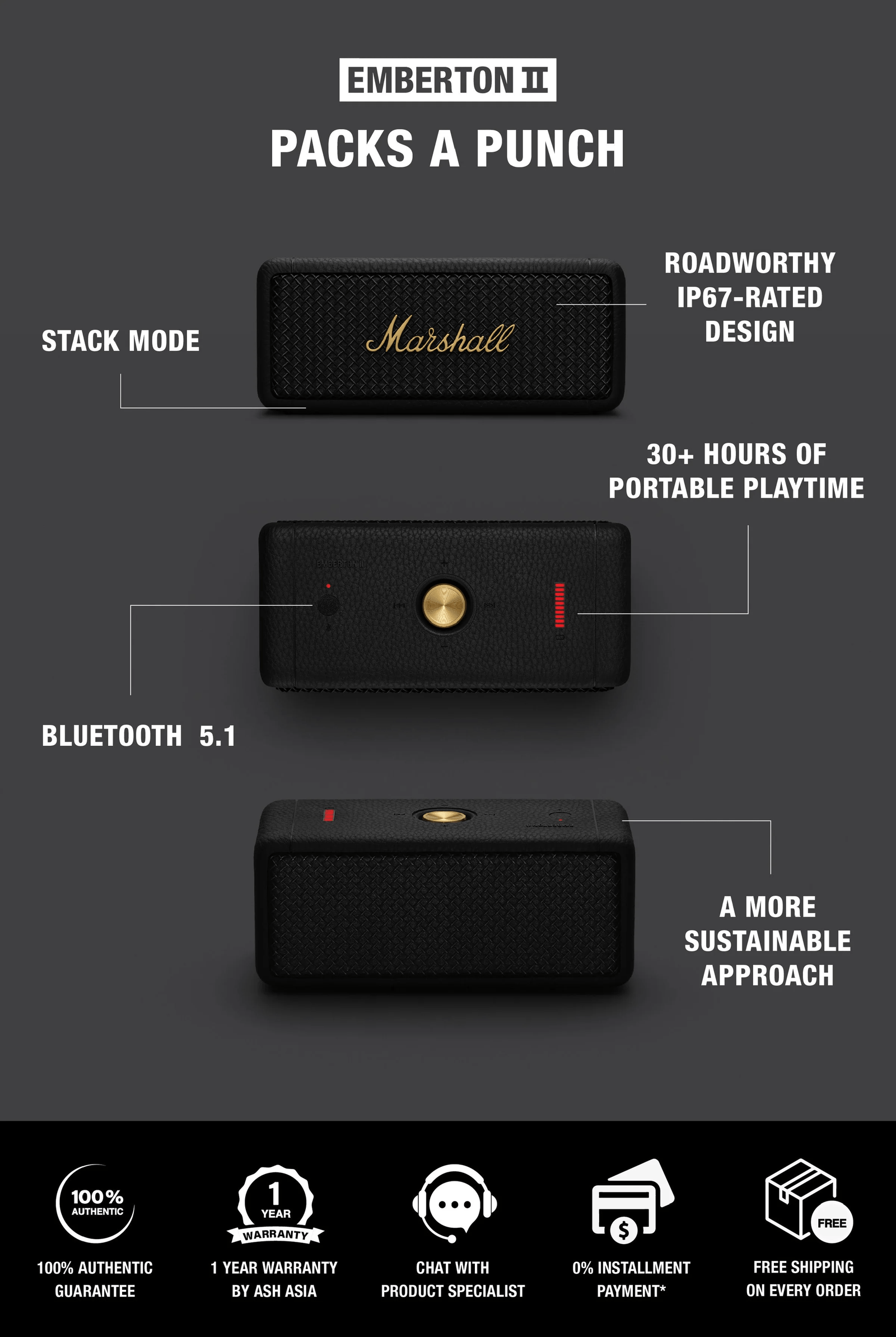 MARSHALL EMBERTON II SPEAKER (MARSHALL SPEAKER, BLUETOOTH SPEAKER ...